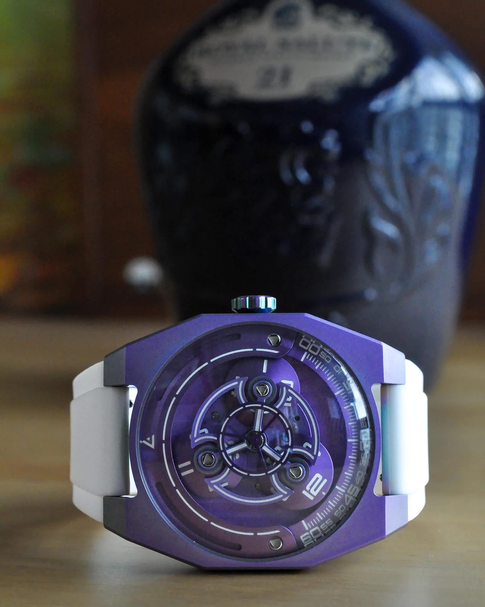 Preloved- Angles Koi-5 Automatic purple pvd with bracelet and extra wh ...